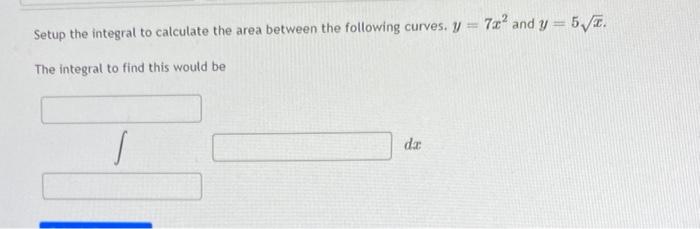 Solved Setup the integral to calculate the area between the | Chegg.com