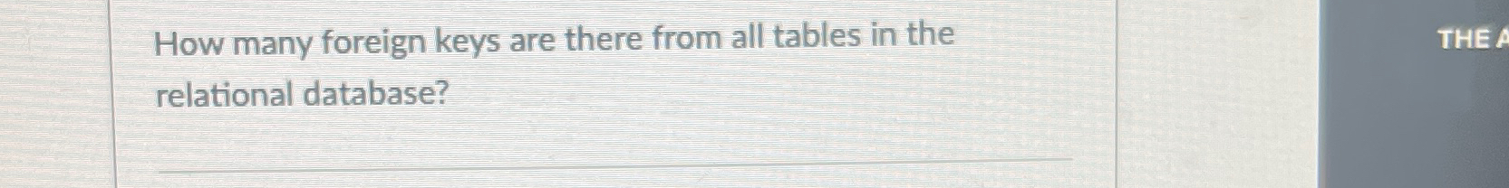 Solved How many foreign keys are there from all tables in | Chegg.com
