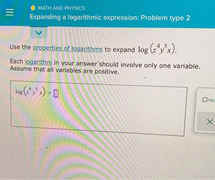 Solved III MATH AND PHYSICS Expanding a logarithmic | Chegg.com