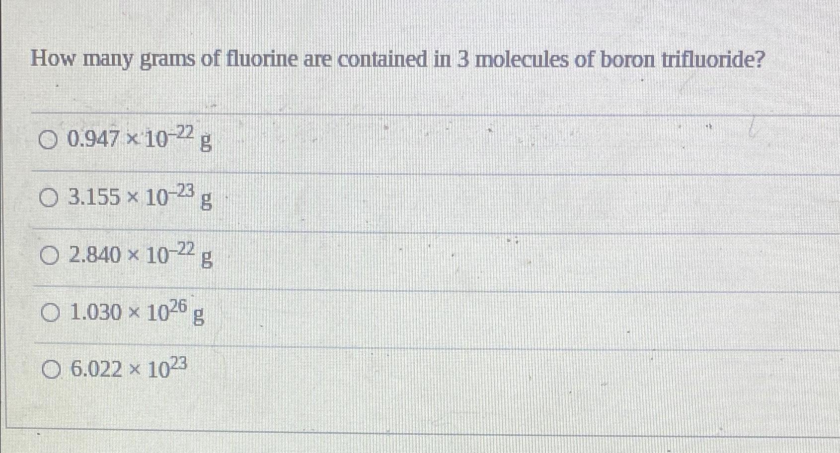 Solved How many grams of fluorine are contained in 3 | Chegg.com