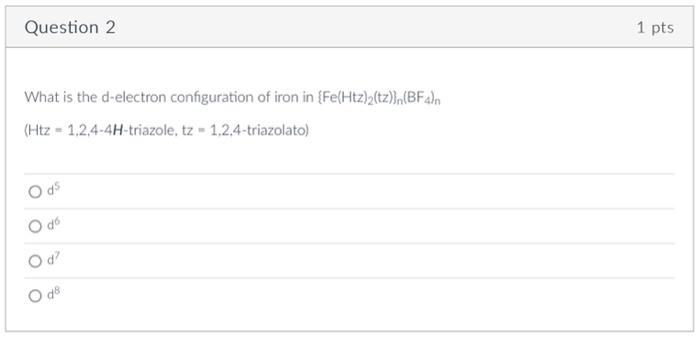 Solved What is the d-electron configuration of iron in | Chegg.com