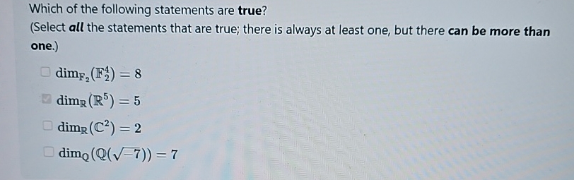 Solved Which of the following statements are true?(Select | Chegg.com