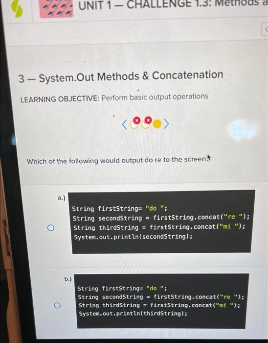 Solved 3- System.Out Methods \& Concatenation LEARNING | Chegg.com