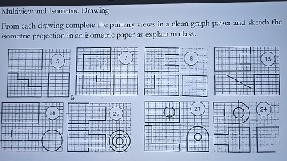 Solved Multiview and Isometric DrawingFrom each drawing | Chegg.com