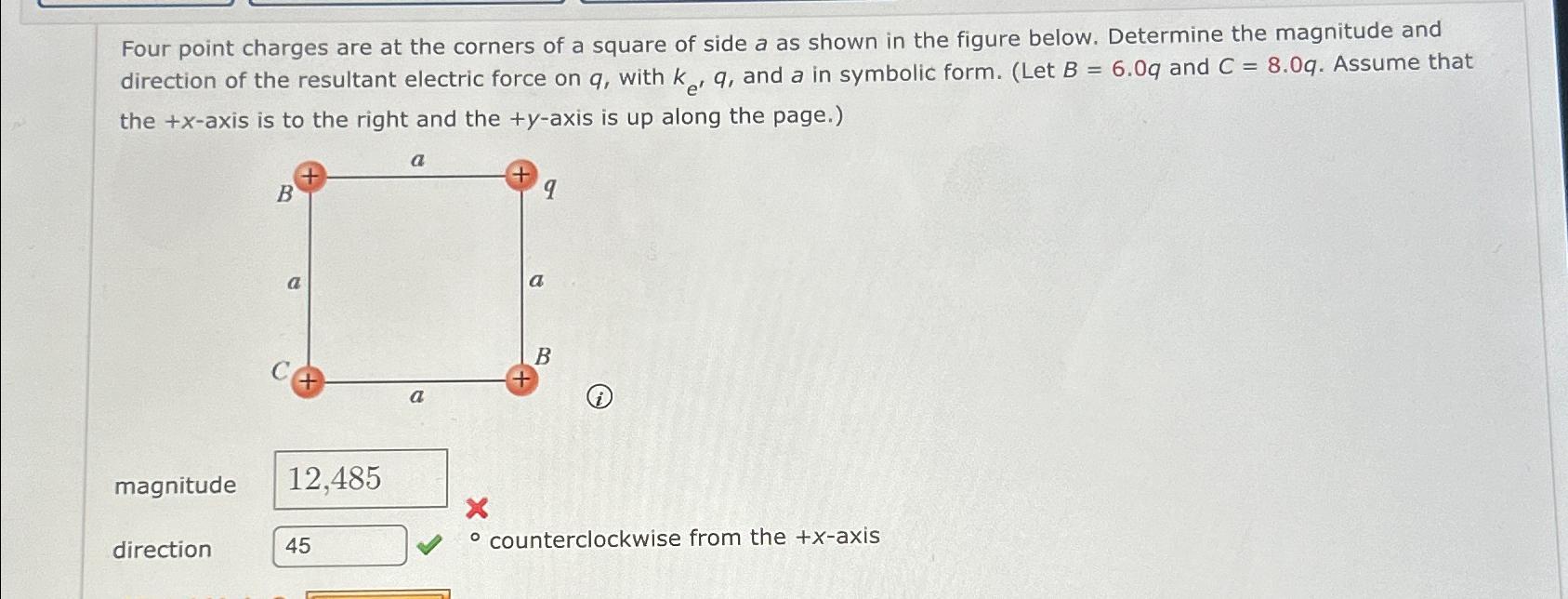 Solved Four point charges are at the corners of a square of | Chegg.com