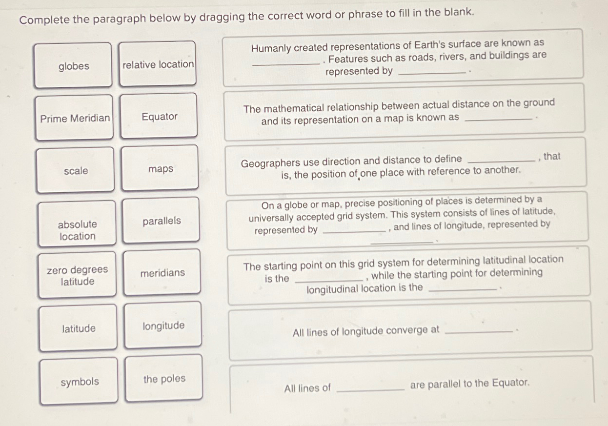 Solved Complete the paragraph below by dragging the correct | Chegg.com
