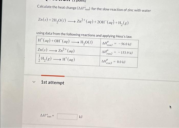 Solved Calculate the heat change (ΔH∘rxn) for the slow | Chegg.com