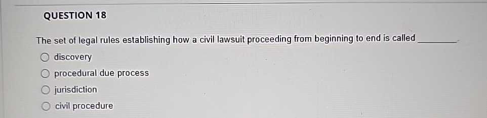 Solved QUESTION 18The set of legal rules establishing how a | Chegg.com