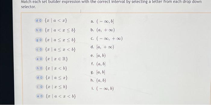 Solved Match each set builder expression with the correct | Chegg.com
