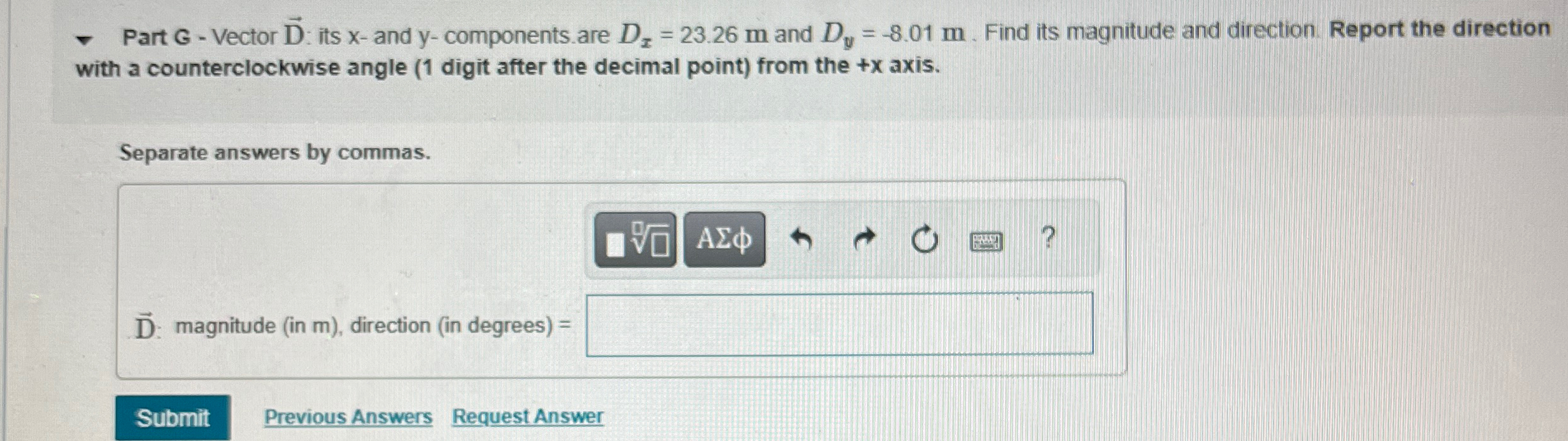 Solved Part A - ﻿Vector vec(A) ﻿: its x - ﻿and y-components. | Chegg.com