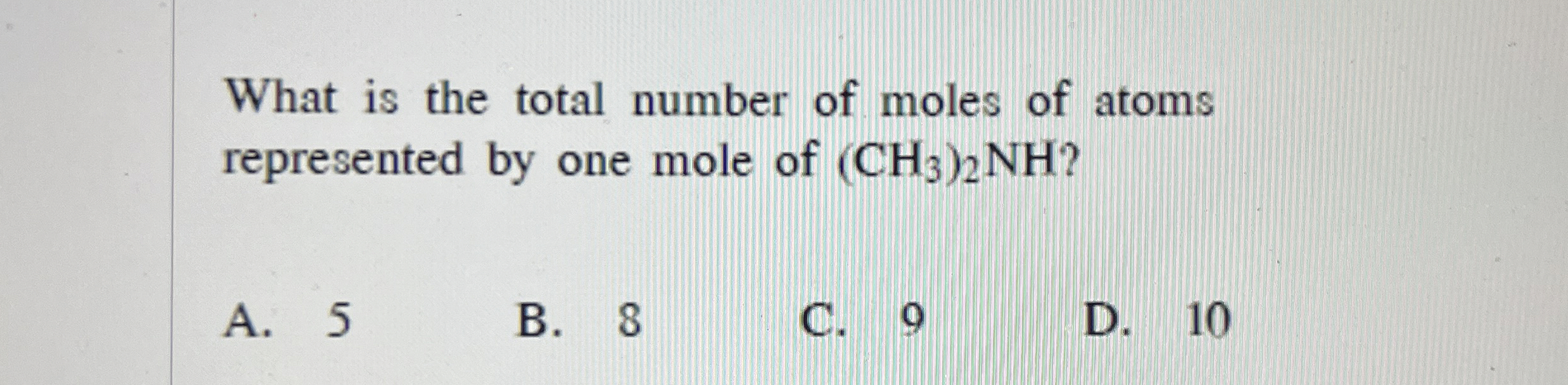 Solved What is the total number of moles of atoms | Chegg.com