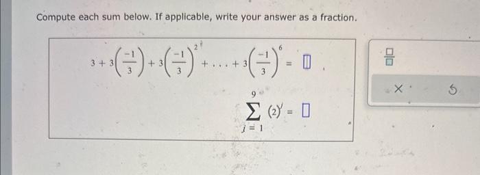 Solved Compute each sum below. If applicable, write your | Chegg.com