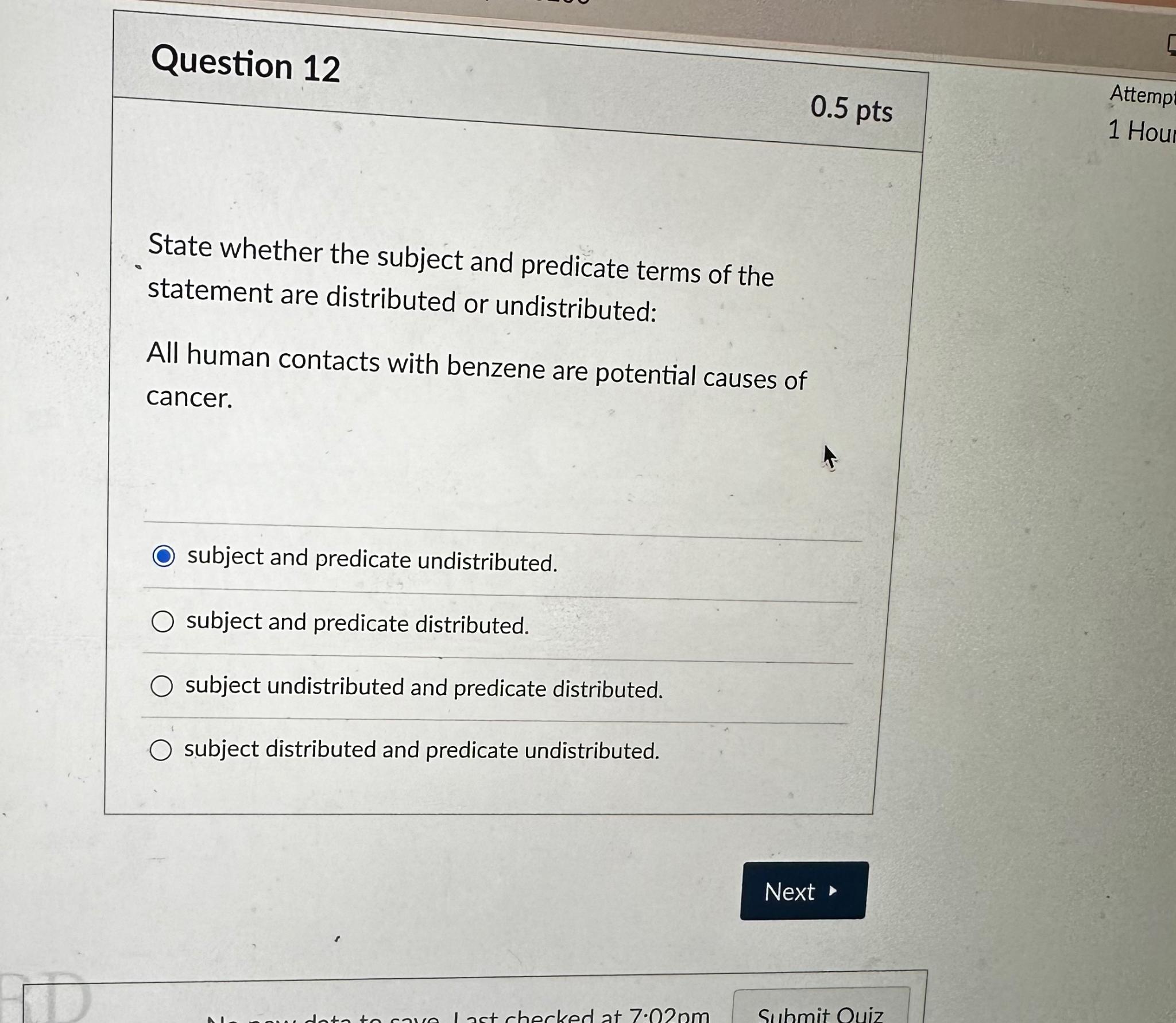 Solved Question 12\\n0.5pts\\nState whether the subject and | Chegg.com