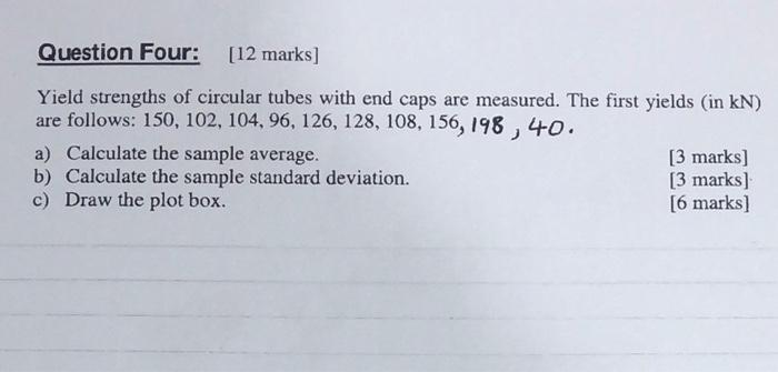 Solved Question Four: [12 marks] Yield strengths of circular | Chegg.com