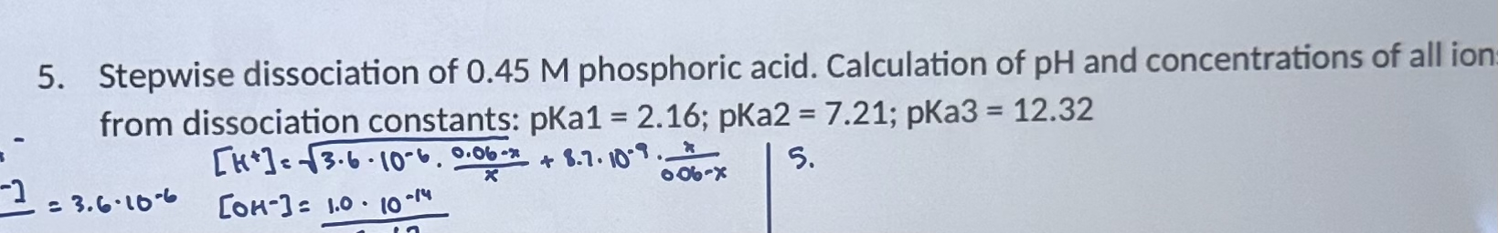 Solved Stepwise dissociation of 0.45M ﻿phosphoric acid. | Chegg.com
