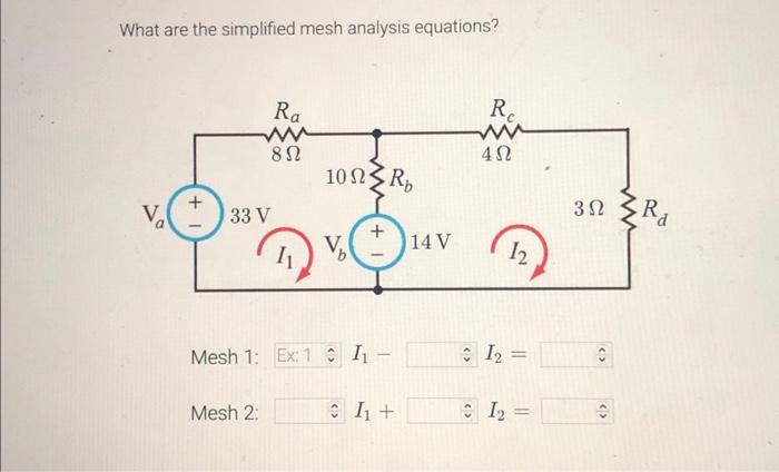 Solved What are the simplified mesh analysis equations? | Chegg.com