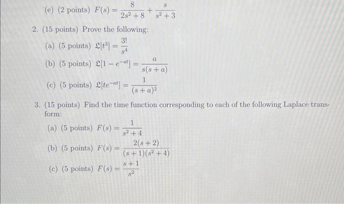 Solved 1. (10 points) Find the time domain function of the | Chegg.com