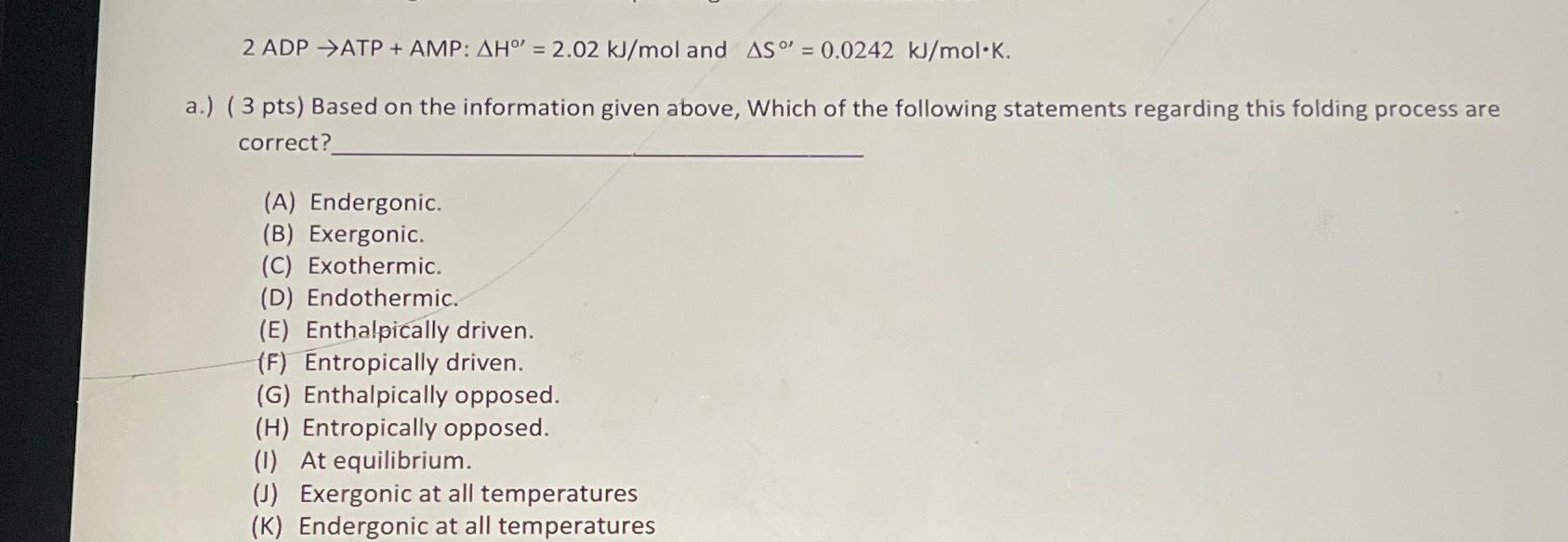 Solved 2ADP→ATP+AMP:ΔH''=2.02kJmol ﻿and | Chegg.com