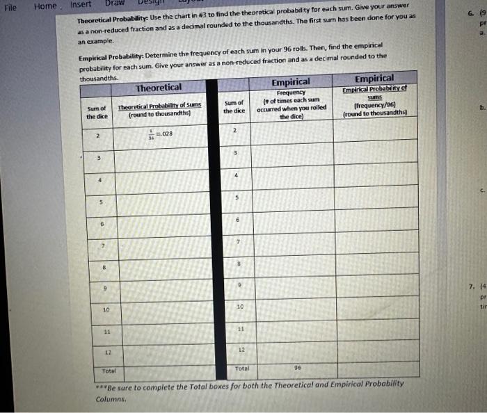 File Draw Design Theoretical Probability: Use the | Chegg.com