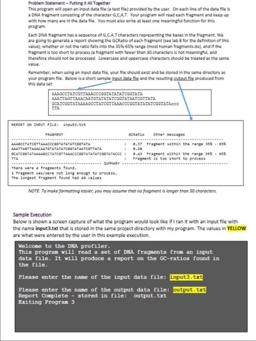 Solved Problem Statement - Putting it All Together This | Chegg.com