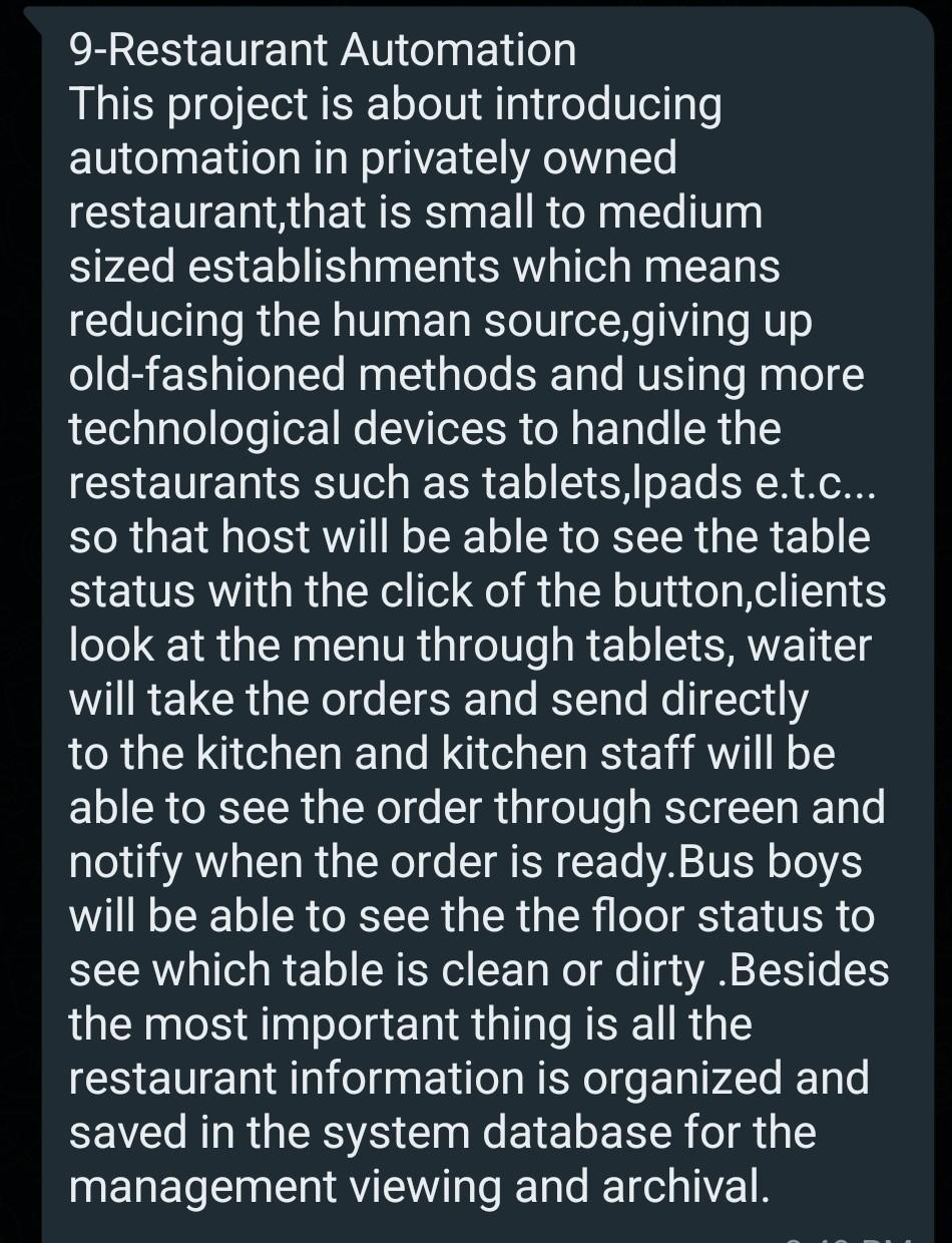 Solved 9-Restaurant Automation This project is about | Chegg.com