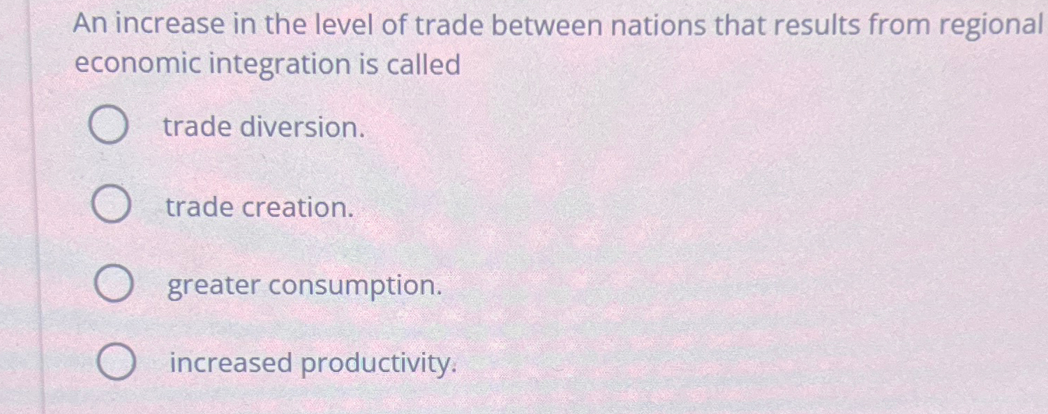 Solved An increase in the level of trade between nations | Chegg.com