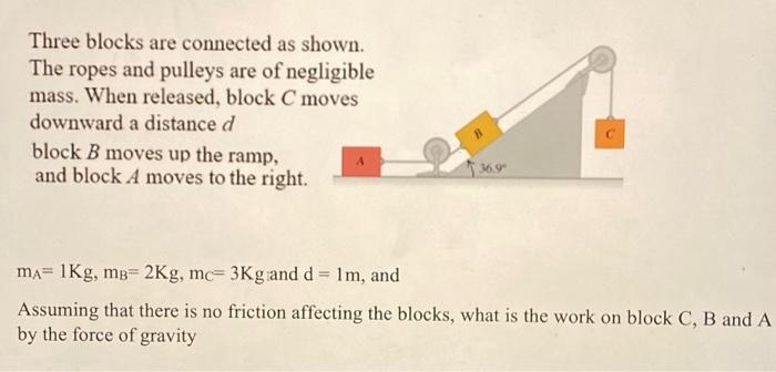 Solved Three blocks are connected as she The ropes and | Chegg.com