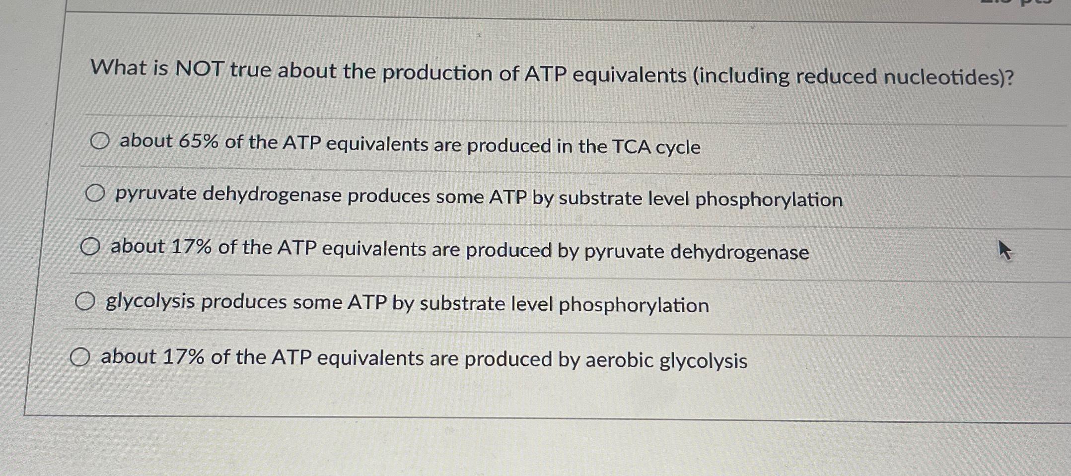 Solved What is NOT true about the production of ATP | Chegg.com