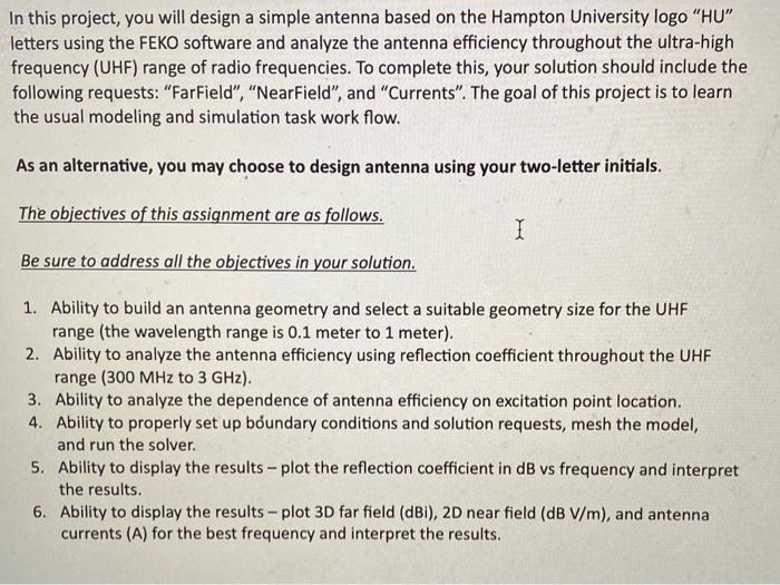In this project, you will design a simple antenna | Chegg.com