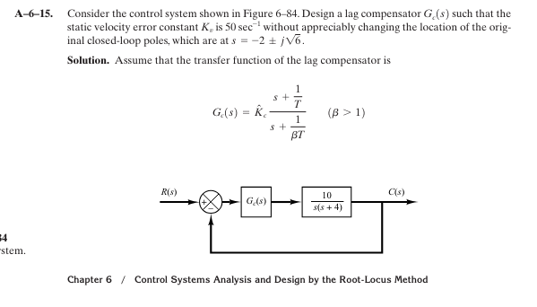 Solved A-6-15. ﻿Consider the control system shown in Figure | Chegg.com