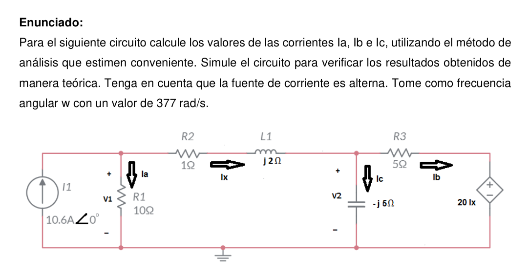 Solved Enunciado:Para el siguiente circuito calcule los | Chegg.com