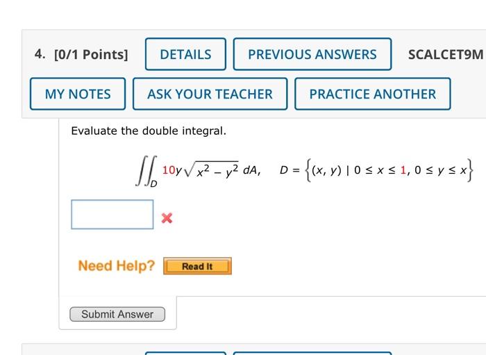 Solved Evaluate the double integral. | Chegg.com