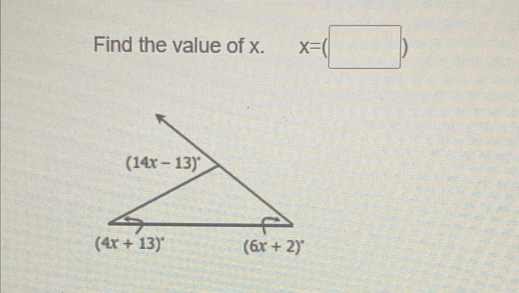 Solved Find the value of x.,x= | Chegg.com