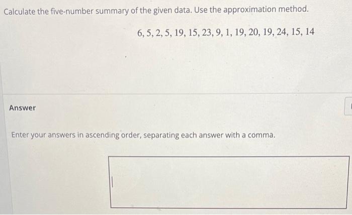 Solved Calculate the five-number summary of the given data. | Chegg.com