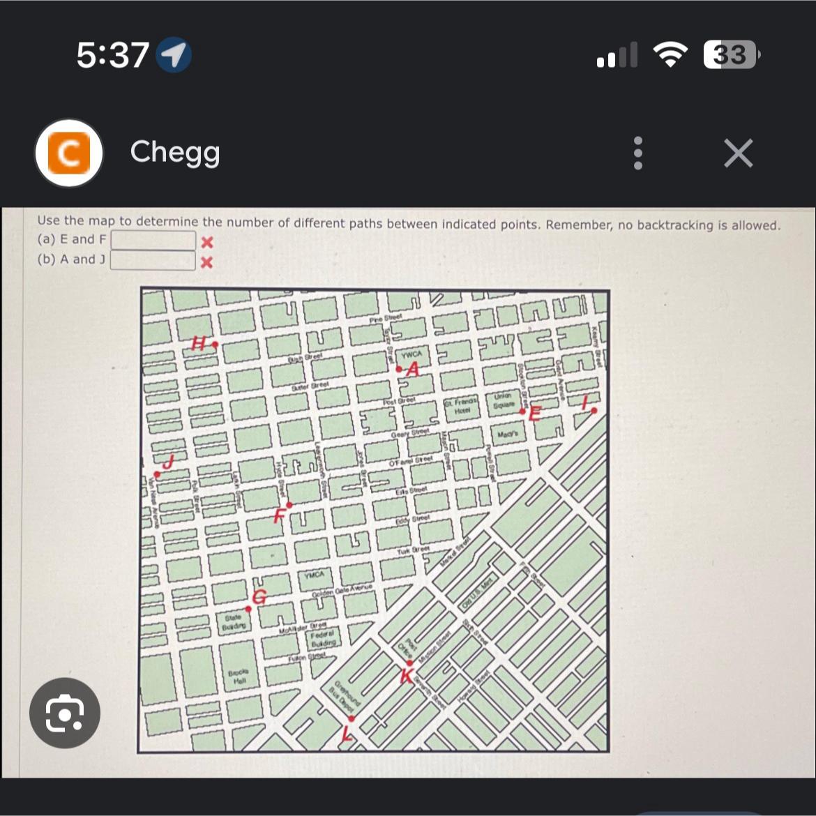 Solved 5:37放33(c)CheggUse the map to determine the number of | Chegg.com