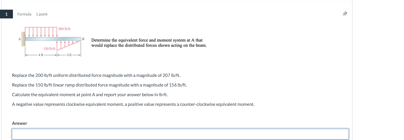 Solved Determine the equivalent force and moment system at | Chegg.com