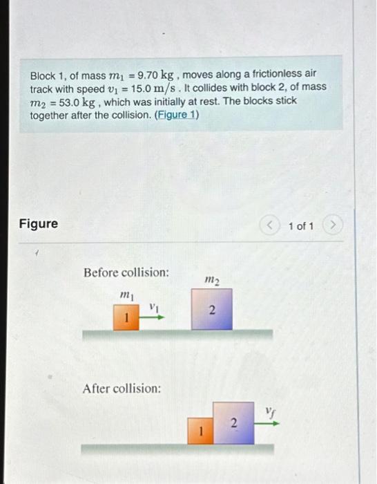 Solved Block 1 , of mass m1=9.70 kg, moves along a | Chegg.com