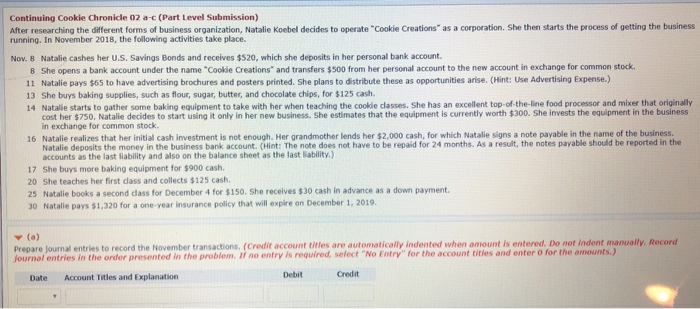 Solved Continuing Cookie Chronicle 02 a-c (Part Level | Chegg.com