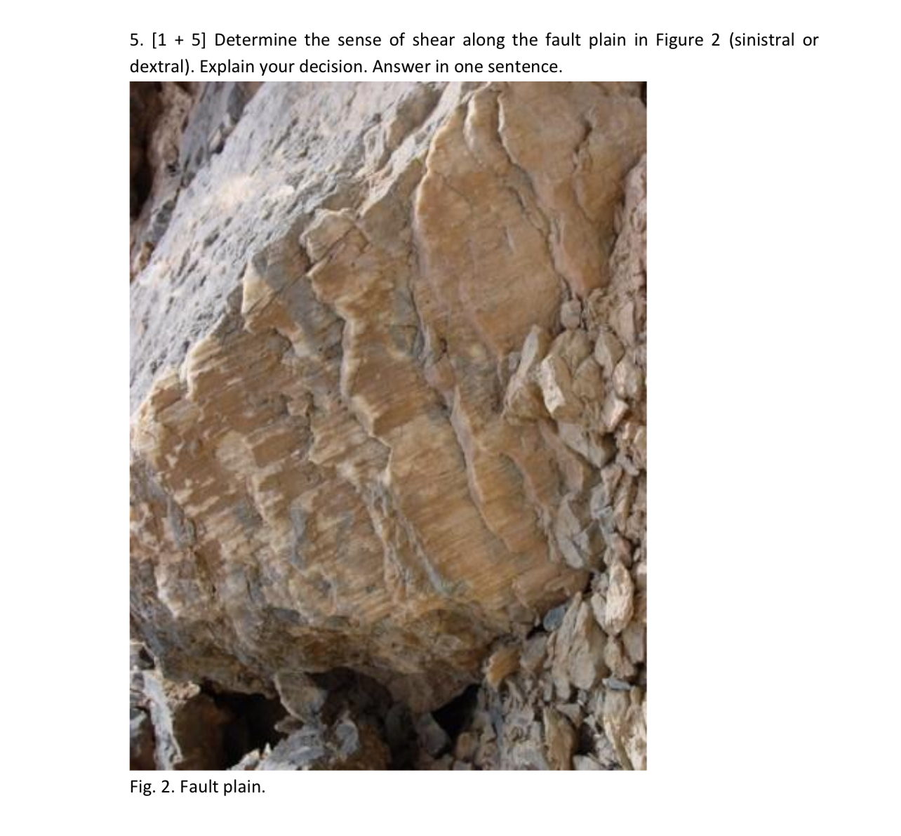 Solved [1 + 5] ﻿Determine the sense of shear along the fault | Chegg.com