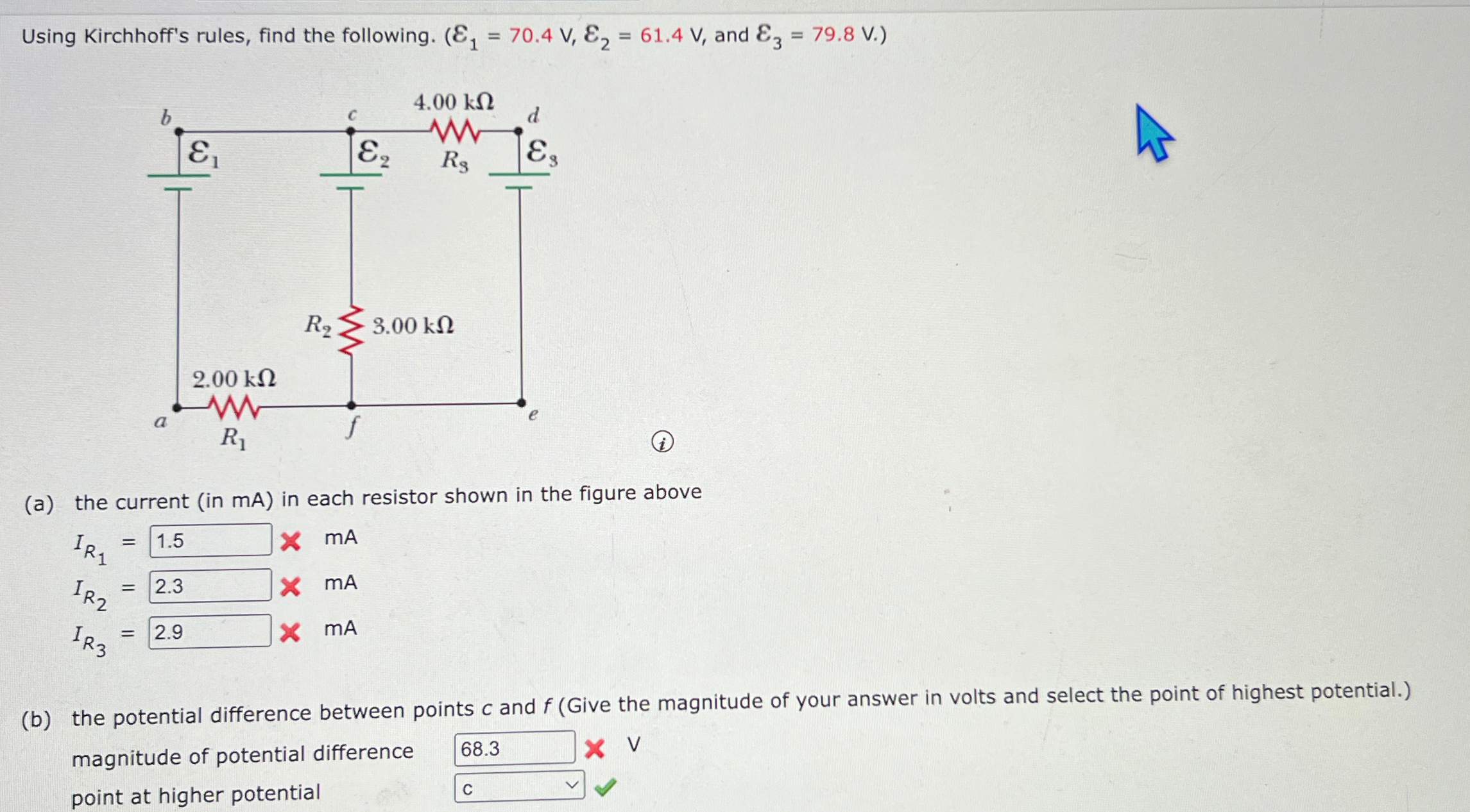 Solved Using Kirchhoff's rules, find the following. | Chegg.com