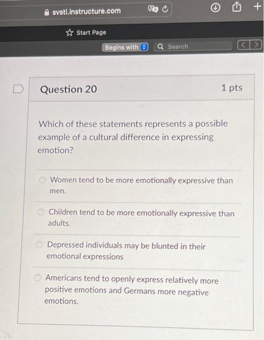 Solved svsti.instructure.com Start Page Question 20 Begins | Chegg.com