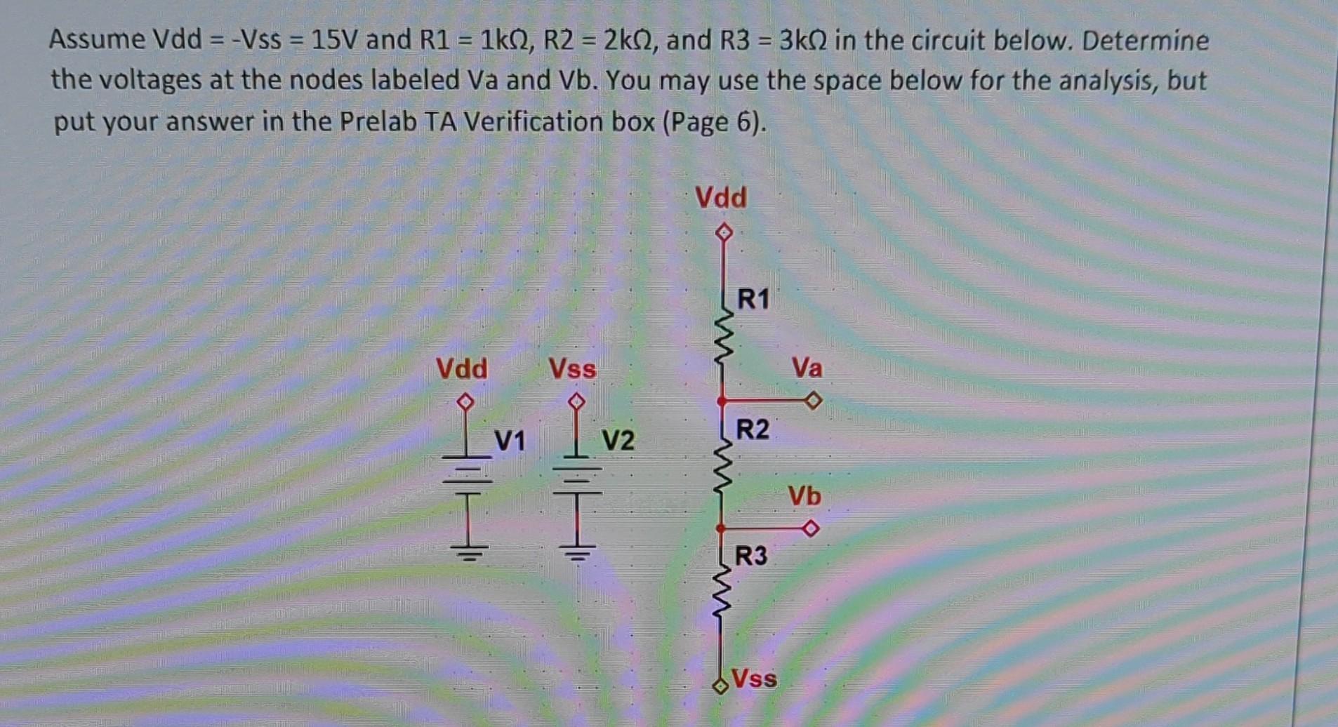 Solved Assume Vdd=−Vss=15V and R1=1kΩ,R2=2kΩ, and R3=3kΩ in | Chegg.com