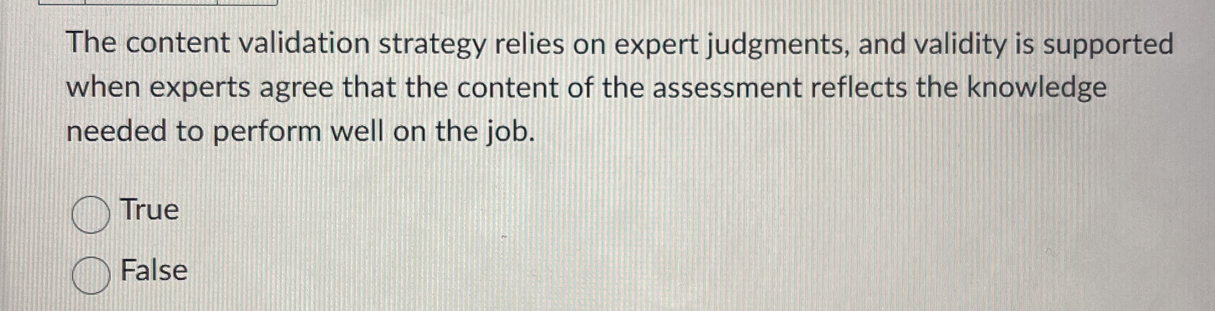 Solved The content validation strategy relies on expert | Chegg.com