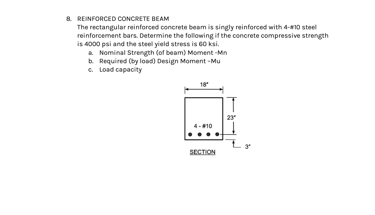 Solved REINFORCED CONCRETE BEAMThe rectangular reinforced | Chegg.com