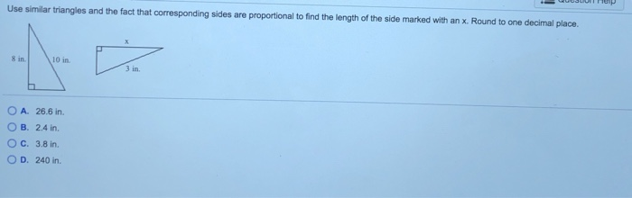 Solved Top Use similar triangles and the fact that | Chegg.com