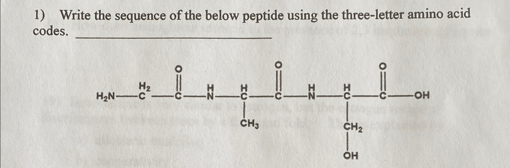 Write the sequence of the below peptide using the | Chegg.com