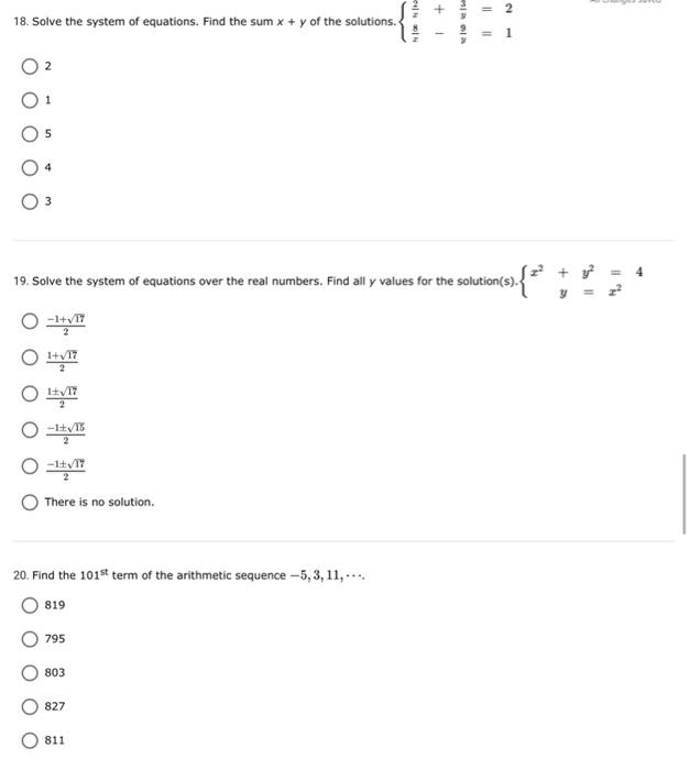 Solved 2 18. Solve the system of equations. Find the sum x + | Chegg.com
