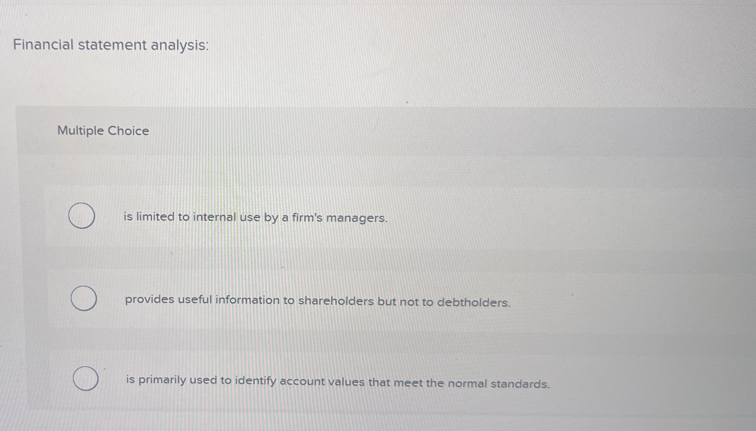 Solved Financial statement analysis:Multiple Choice is | Chegg.com