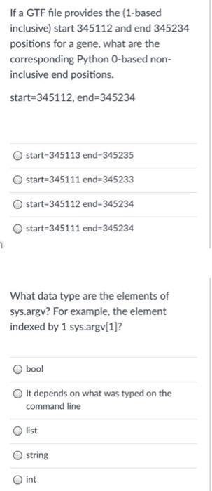 Solved If a GTF file provides the (1-based inclusive) start | Chegg.com