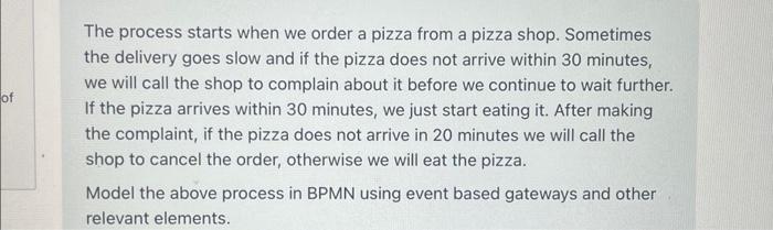 Solved The process starts when we order a pizza from a pizza | Chegg.com